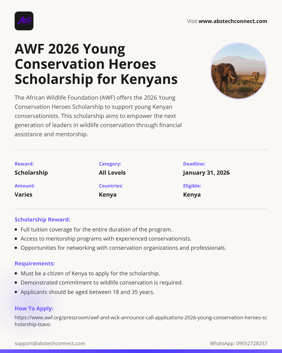 the african wildlife foundation (awf) 2026 young conservation heroes ...